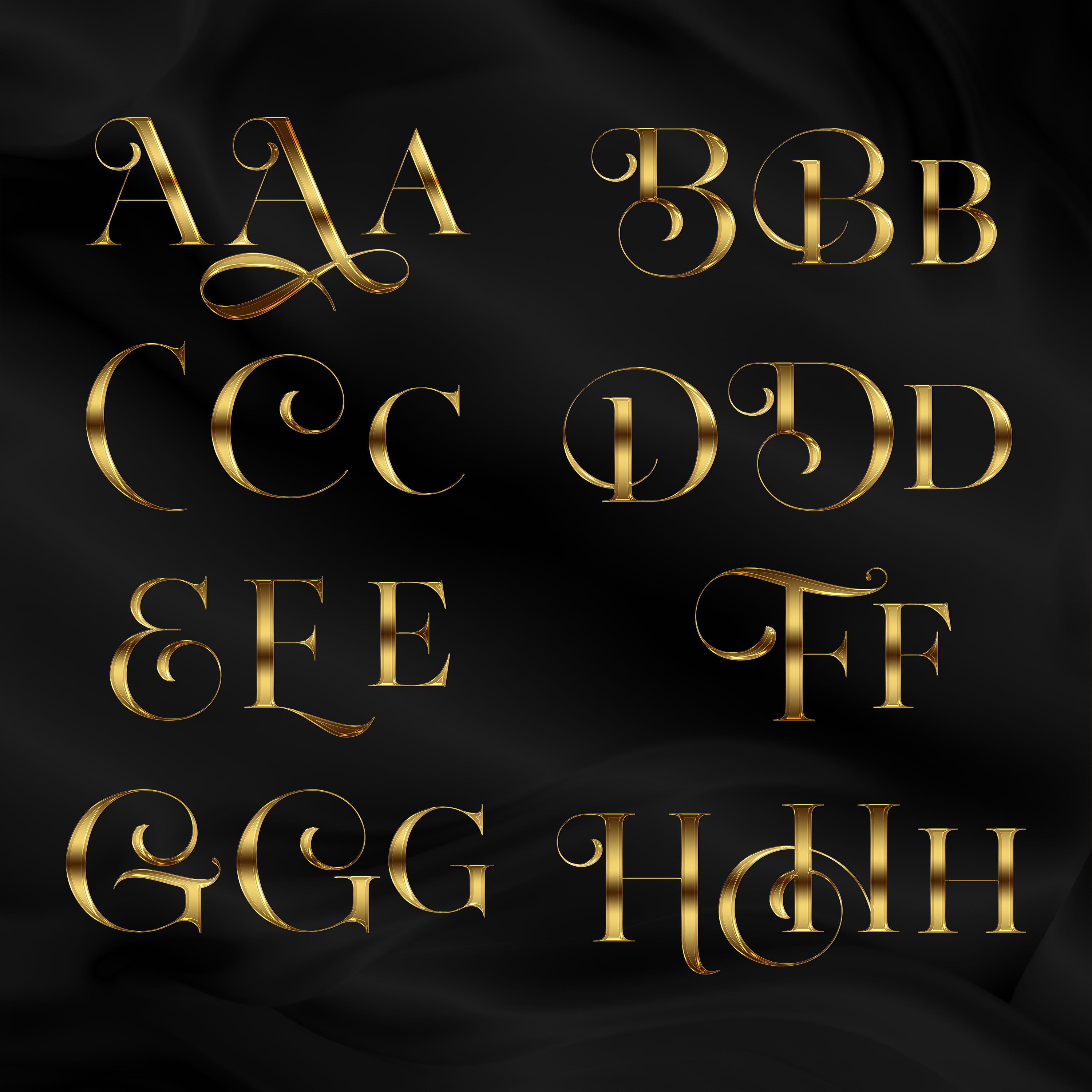 Chrome Gold Alphabet Clipart | 3D Metallic Letters PNG | Luxury Shiny ...