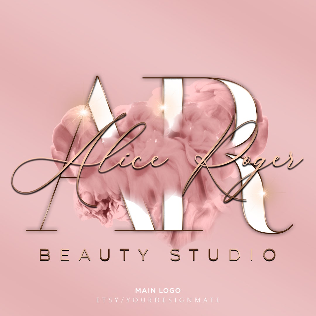PINK Beauty Logo, Smoke Logo, Premade Logo, Rose Gold Logo, Signature ...
