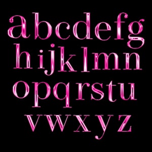 Pink Chrome Alphabets, Pink Alphabet PNG, Pink Metallic Letters, Pink ...