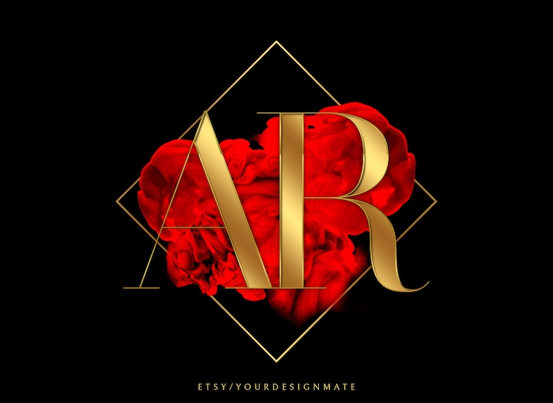 Red Gold Logo Boutique Logo Red Watercolour Logo Beauty - Etsy