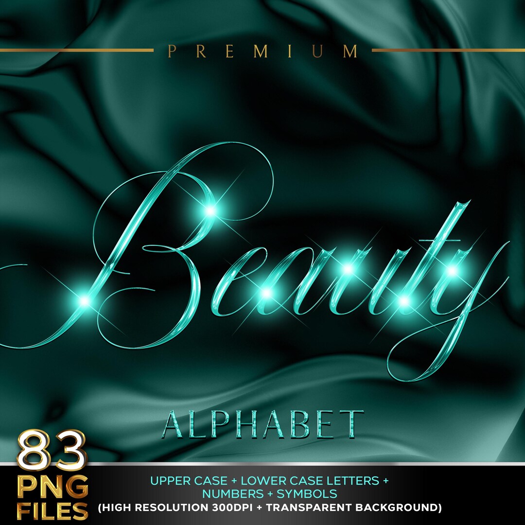 Turquoise Chrome Alphabet PNG, Script Letters, Metallic Foil Clipart ...
