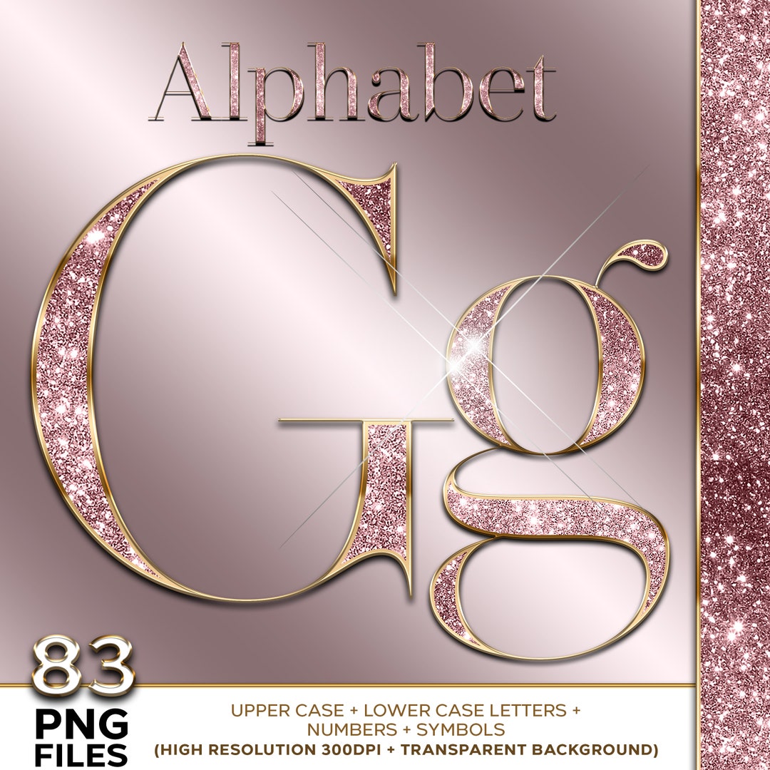 Rose Gold Alphabet PNG, Glitter Alphabet Clipart, Diamond Alphabet PNG ...