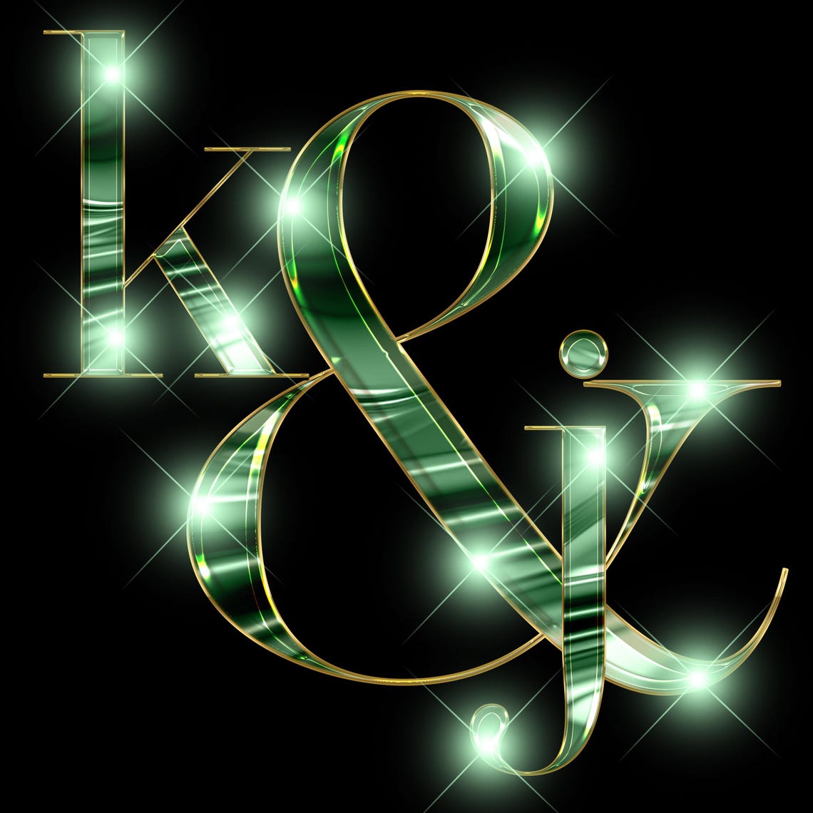 Luxury Emerald Green Chrome Alphabet Clipart, Glamorous Metallic ...