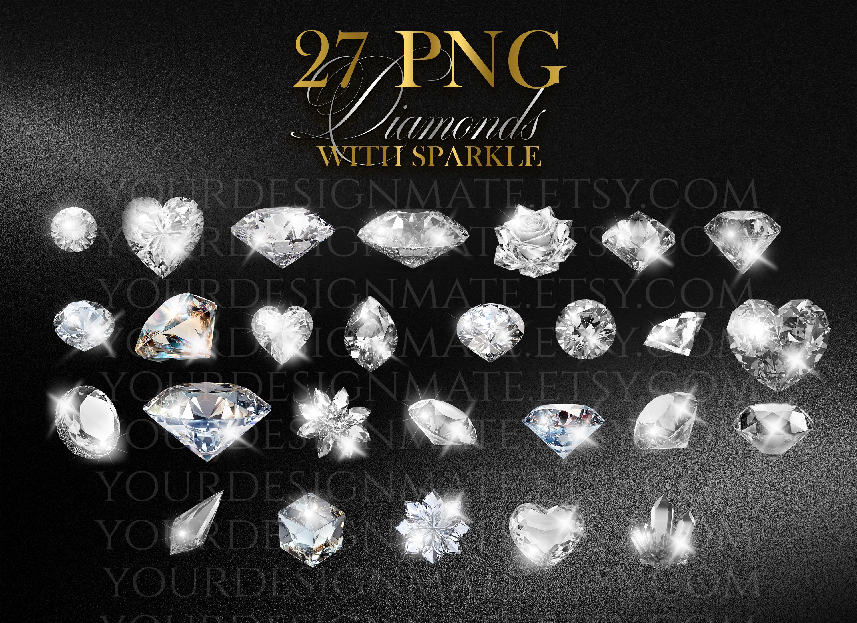 Diamonds Clipart Bundle PNG – Sparkle Diamond Overlays, Luxury Gemstone ...