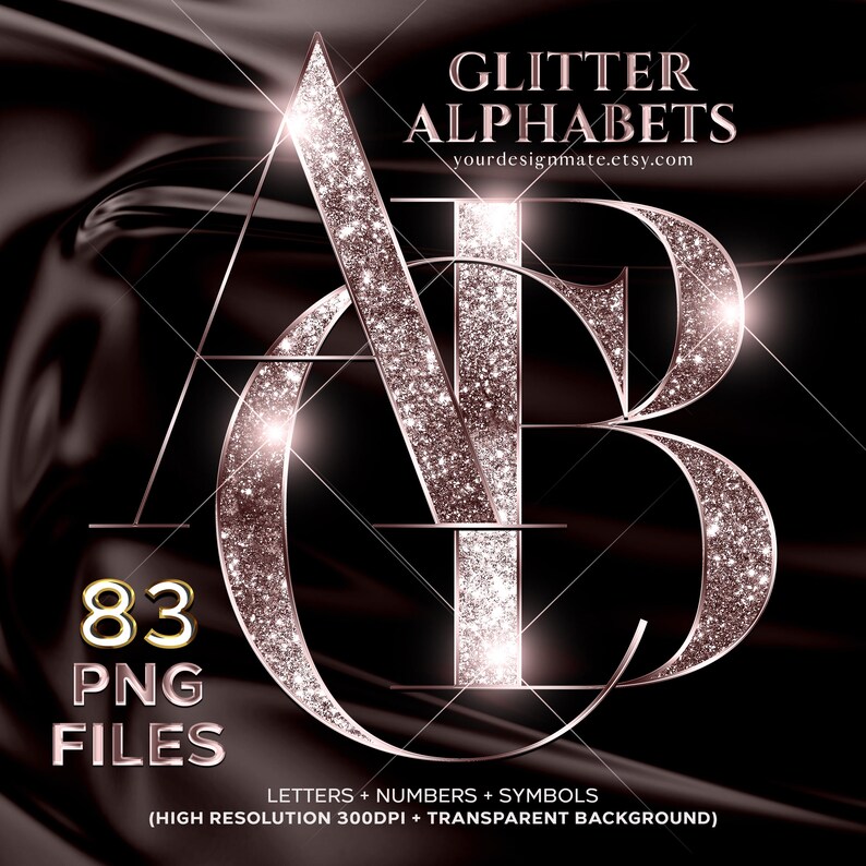 Rose Gold Glitter Letters PNG, A-Z Alphabet Clipart, Foil Metallic ...