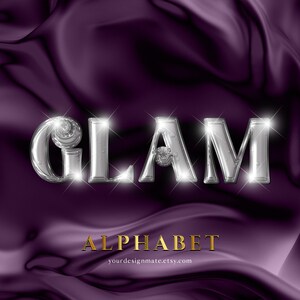 Silver Foil Alphabet Clip Art, 3D Glitter Chrome Letters, Silver Foil ...