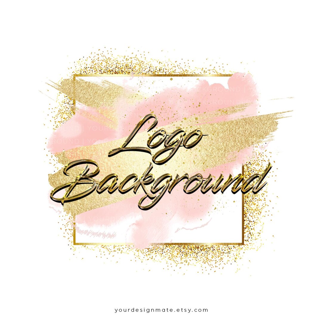 Gold Brush Stroke PNG, Pink Gold Logo Background, Glitter Frame PNG ...