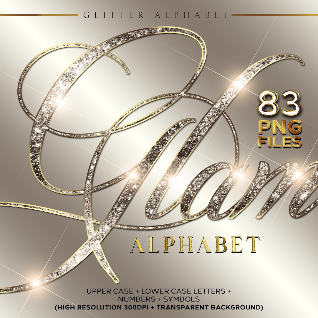 Glitter Alphabet PNG, Luxury Gold Letters Clipart, Sparkly Script ...