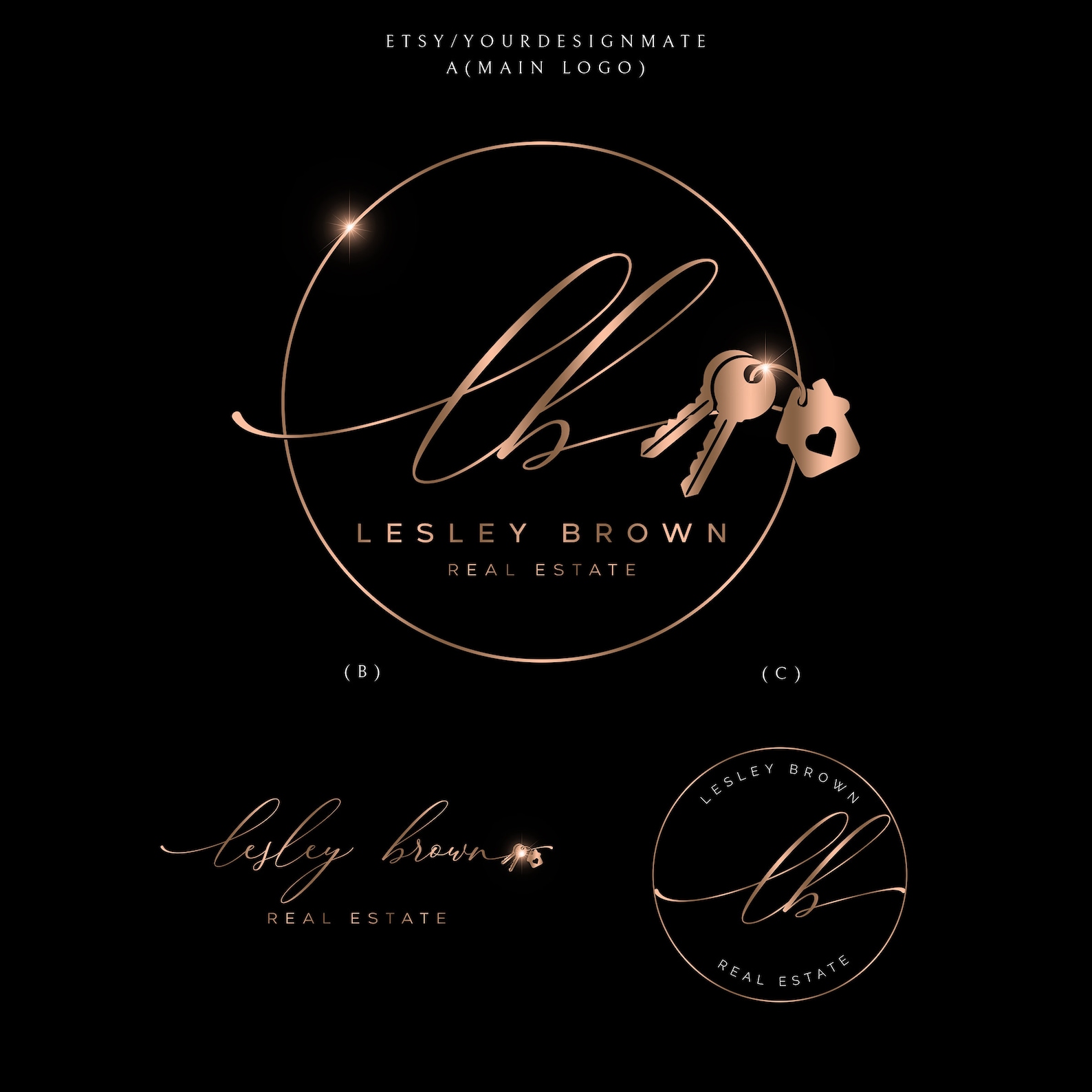 Premade Real Estate Logo Realtor Logo Rose Gold Real Estate - Etsy