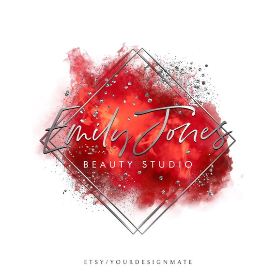Red Smoke Logo Beauty Logo Red Watercolor Logo Premade - Etsy