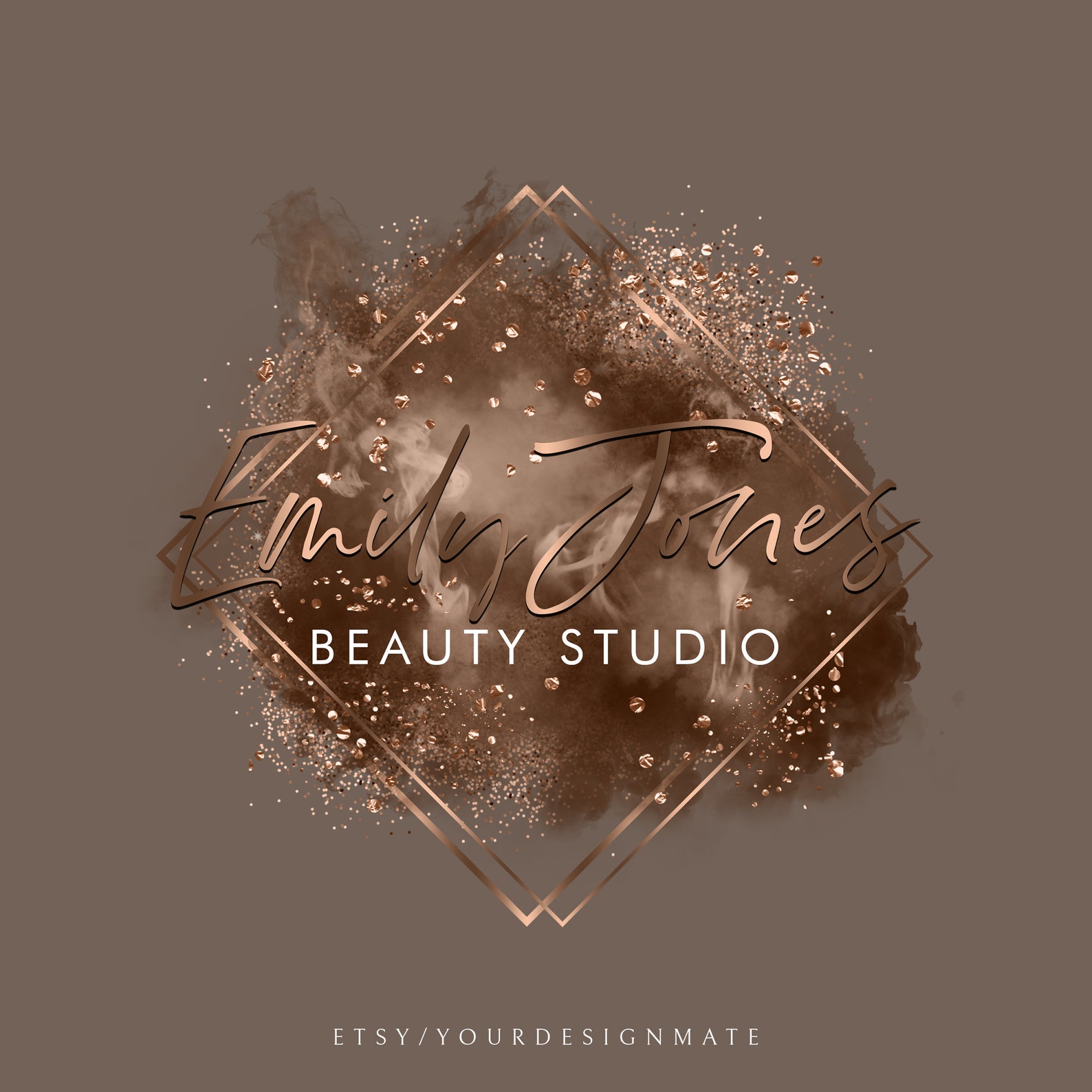 Premade Logo Watercolor Rose Gold Logo Brown Logo Glitter - Etsy