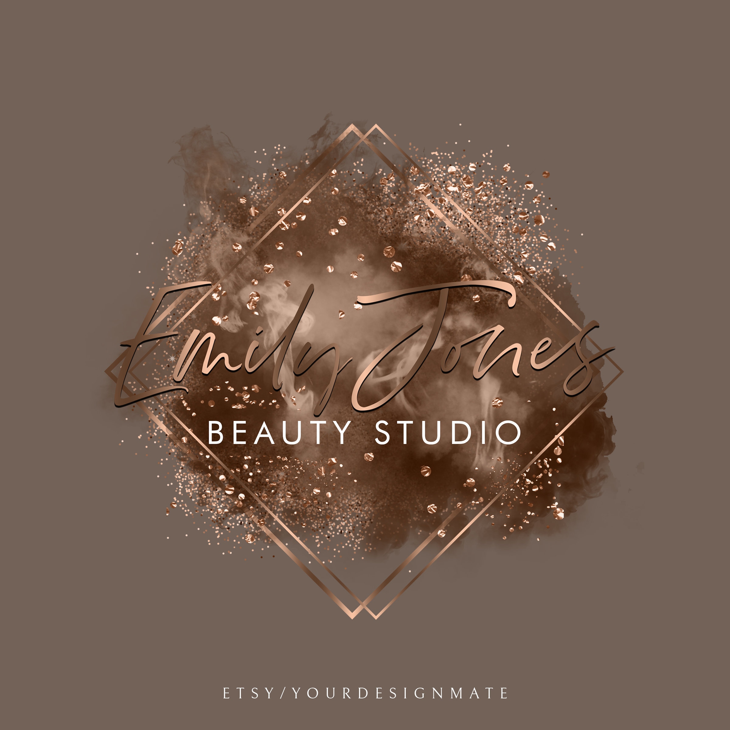 Premade Logo Watercolor Rose Gold Logo Brown Logo Glitter - Etsy