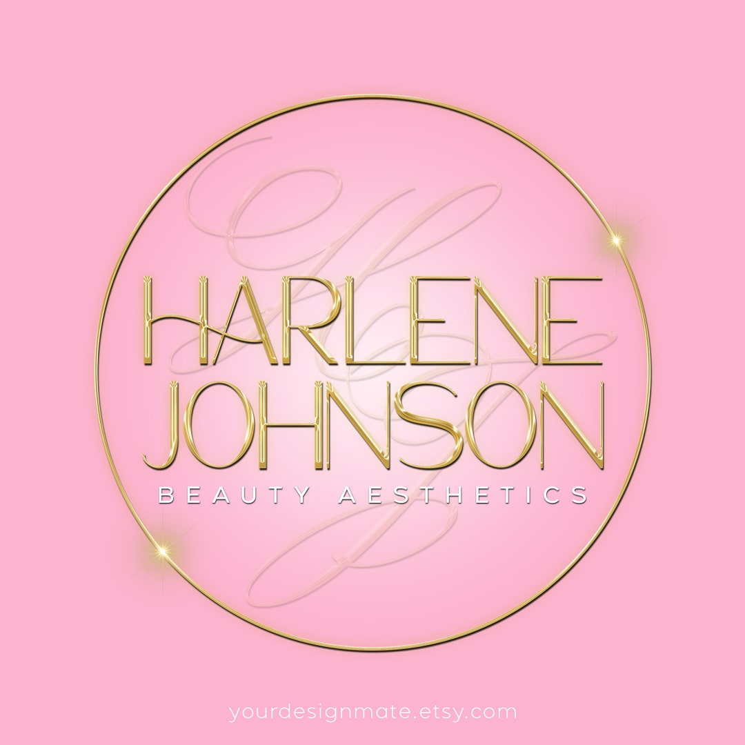 Pink Beauty Logo, Gold Logo, Boutique Logo, Cosmetics Logo, Skincare ...