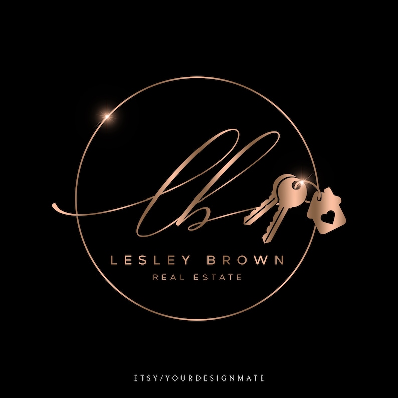 Premade Real Estate Logo, Realtor Logo, Rose Gold Real Estate Logo ...