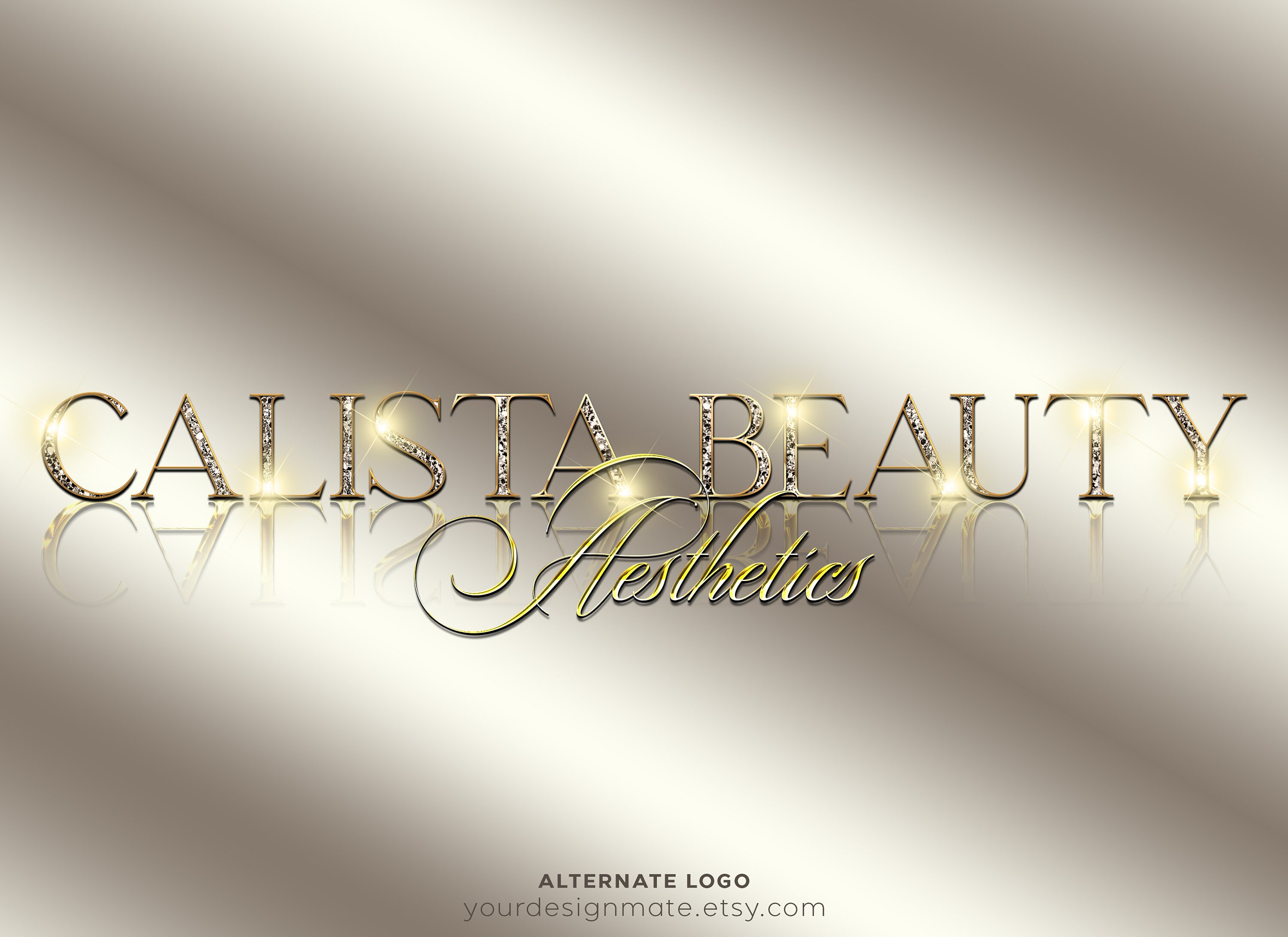 Beauty Logo, Gold Chrome Logo, Sparkle Logo, Glitter Logo, Luxury Logo ...