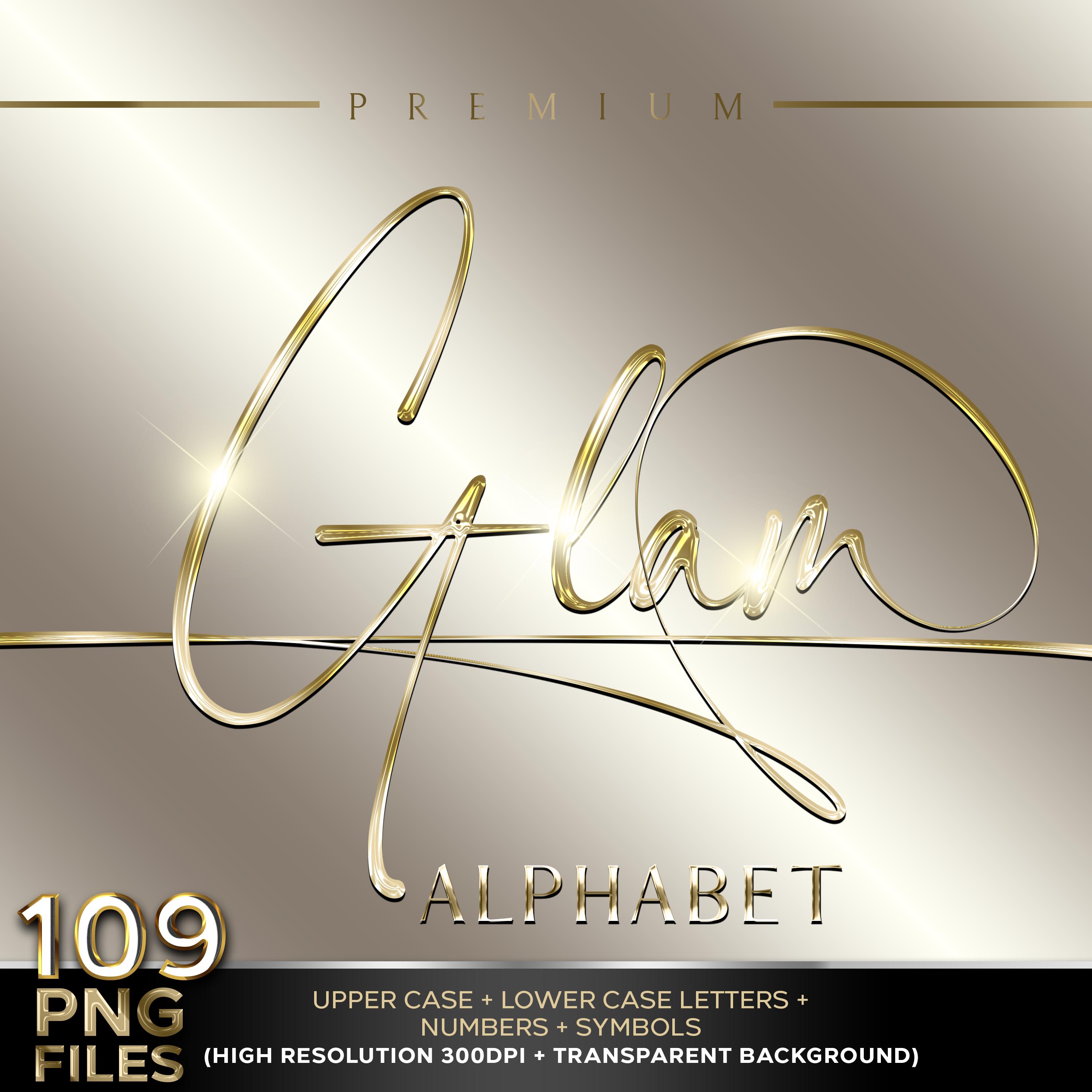 Luxury Gold Script Alphabet PNG, Metallic Letter Clipart Bundle ...