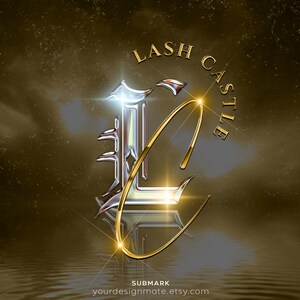 Silver Gold Beauty Logo, Premade Lash Logo, Lash Technician Logo ...