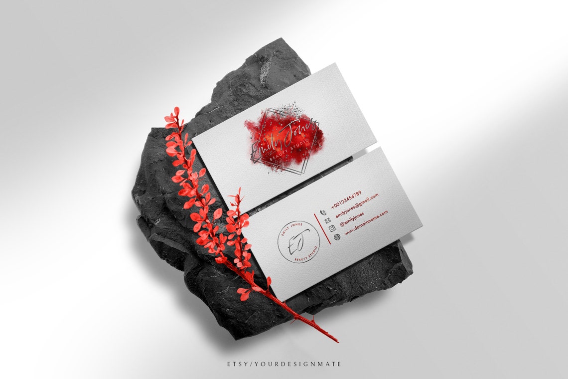 Red Smoke Logo Beauty Logo Red Watercolor Logo Premade - Etsy