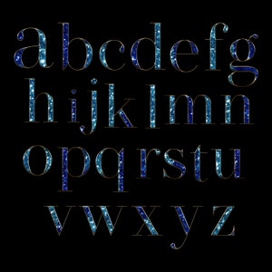 Aqua Blue Glitter Alphabet, Glitter Alphabet Clipart, Diamond Alphabet ...