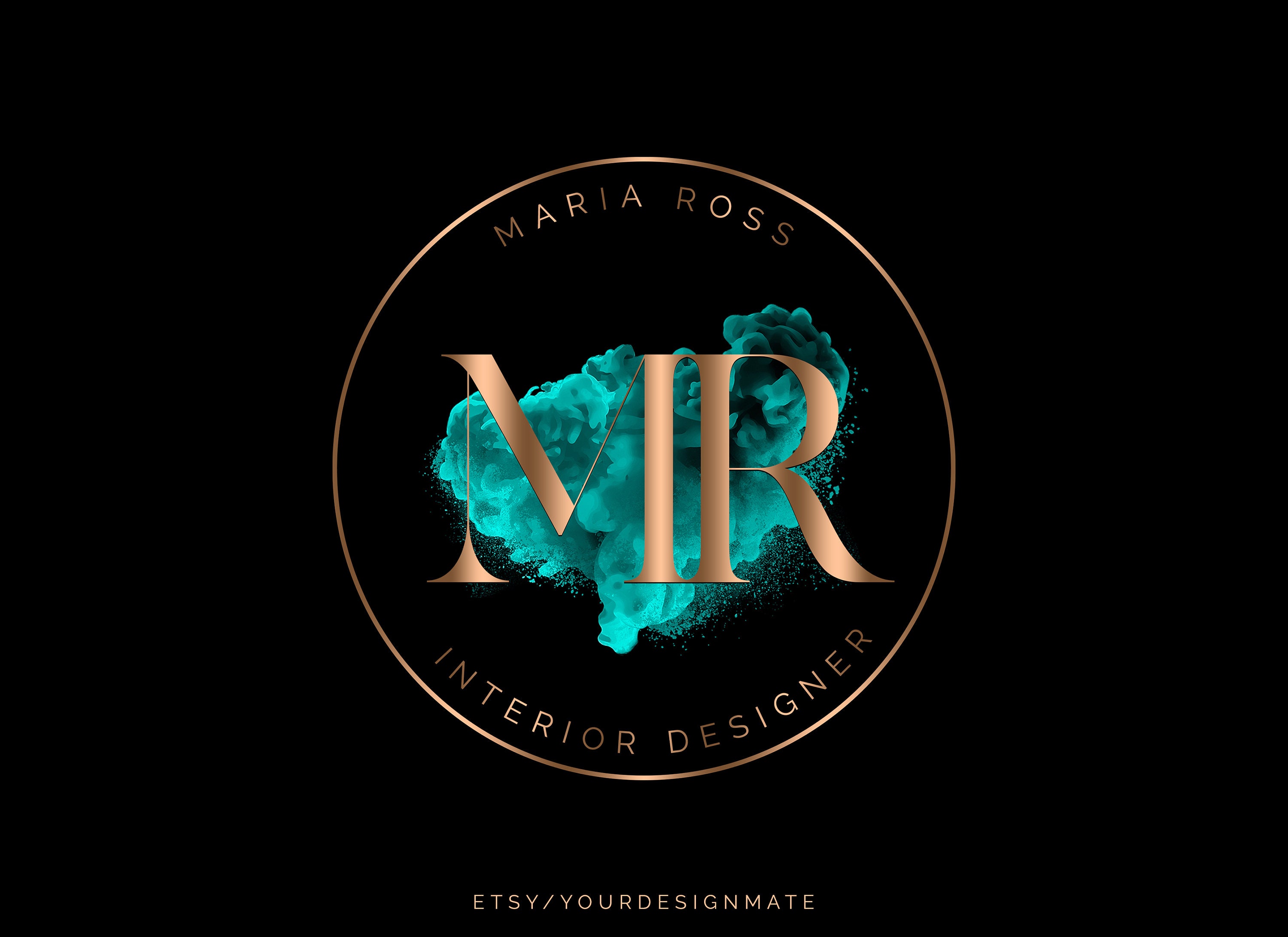 Watercolor Turquoise Logo Rose Gold Logo Teal Smoke Logo - Etsy