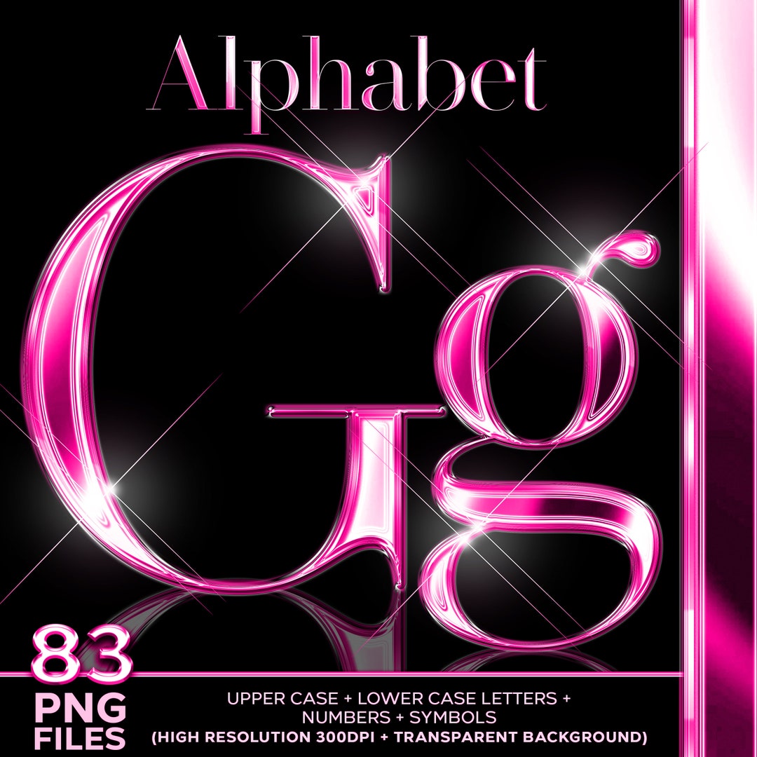 Pink Chrome Alphabets, Pink Alphabet PNG, Pink Metallic Letters, Pink ...
