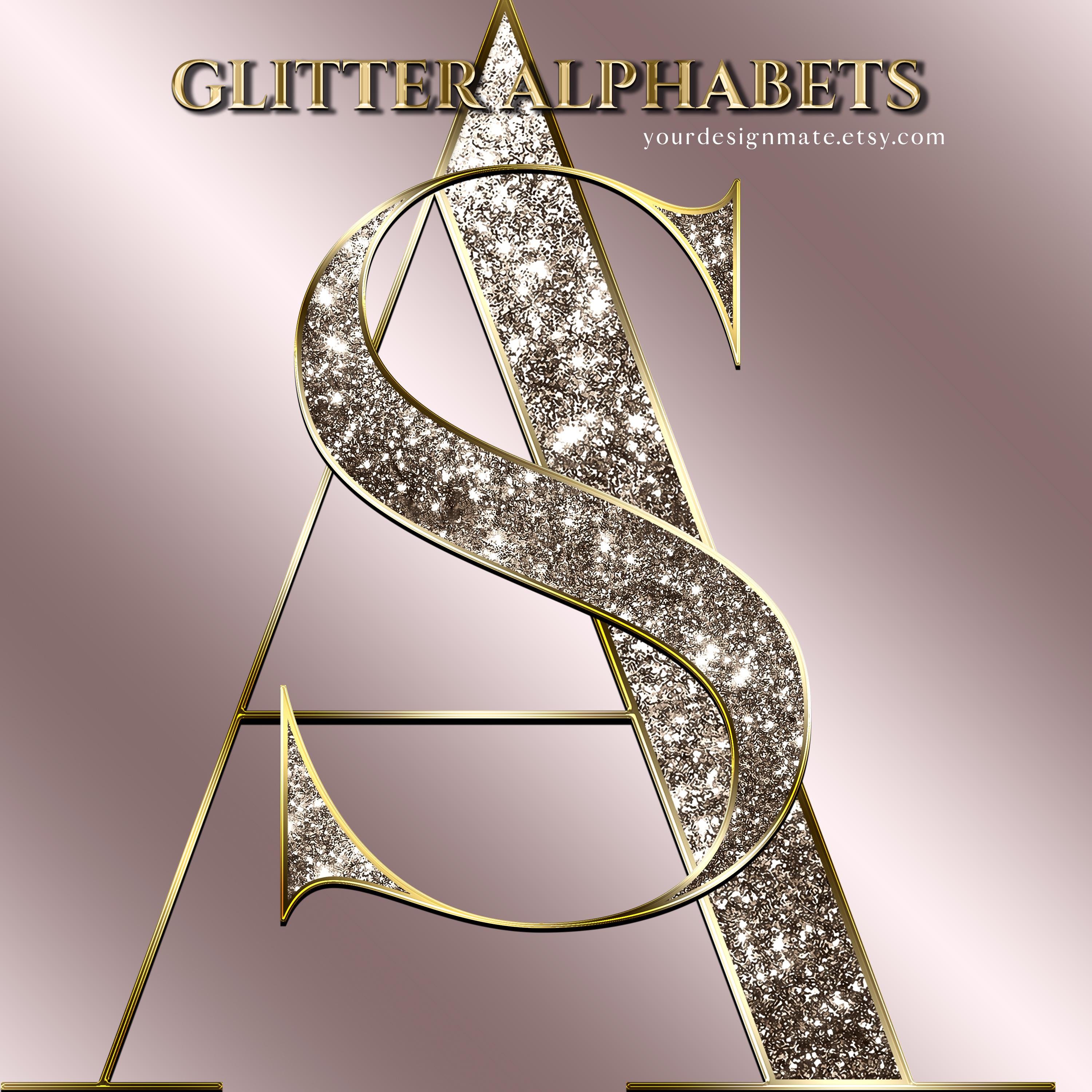 Silver Glitter Alphabet Clipart, Luxury Metallic Foil Letters, Numbers ...