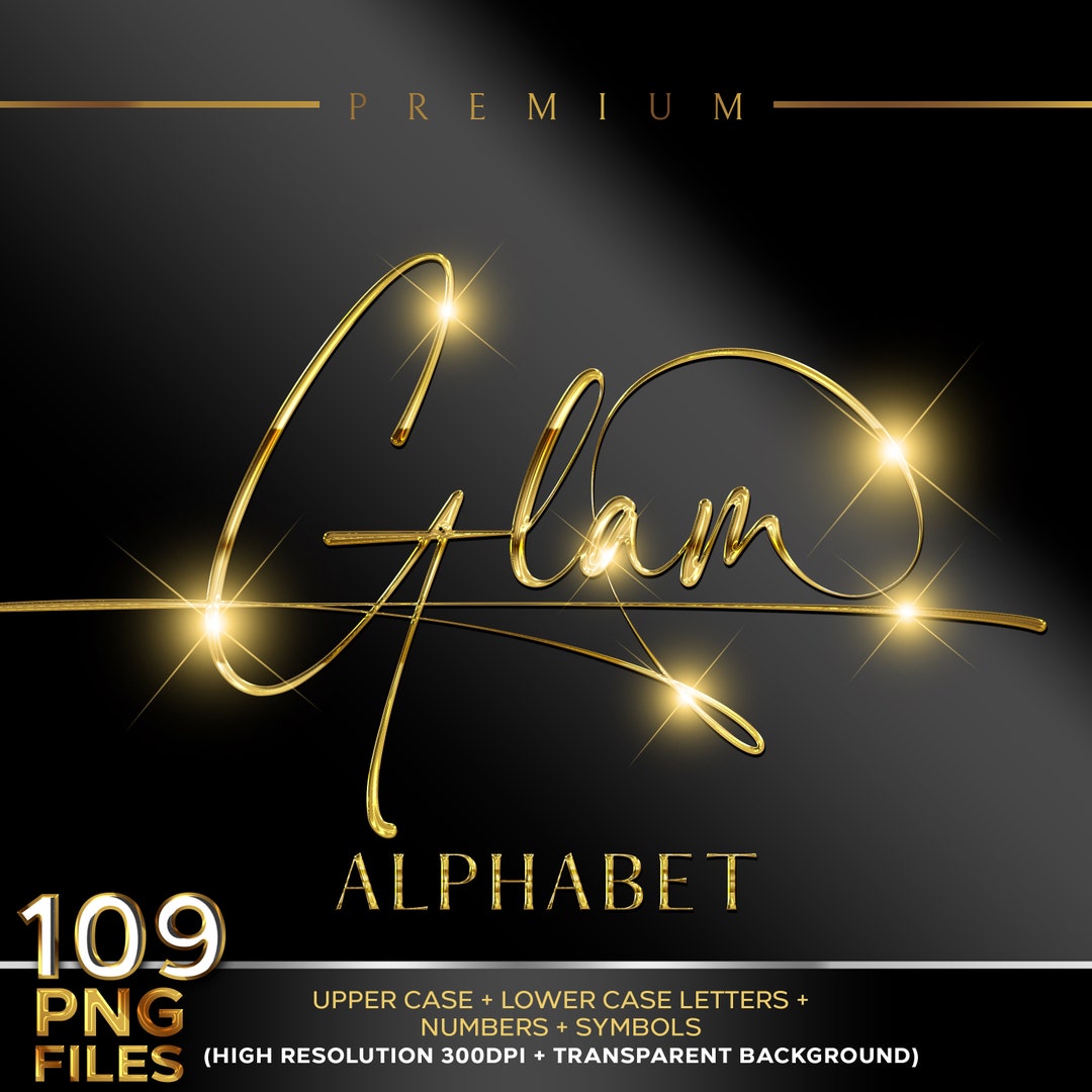 Gold Chrome Alphabet, Gold Alphabet PNG, Script, Metallic Letters, Gold ...