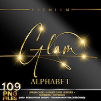 Gold Letters and Numbers Digital Clipart PNG File Format. Alphabet Clip ...