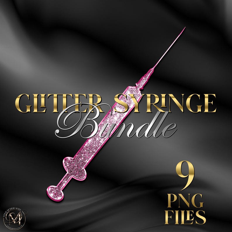 Glitter Syringe Clipart Bundle | Aesthetic Syringe PNG Set | 9 Glitter ...