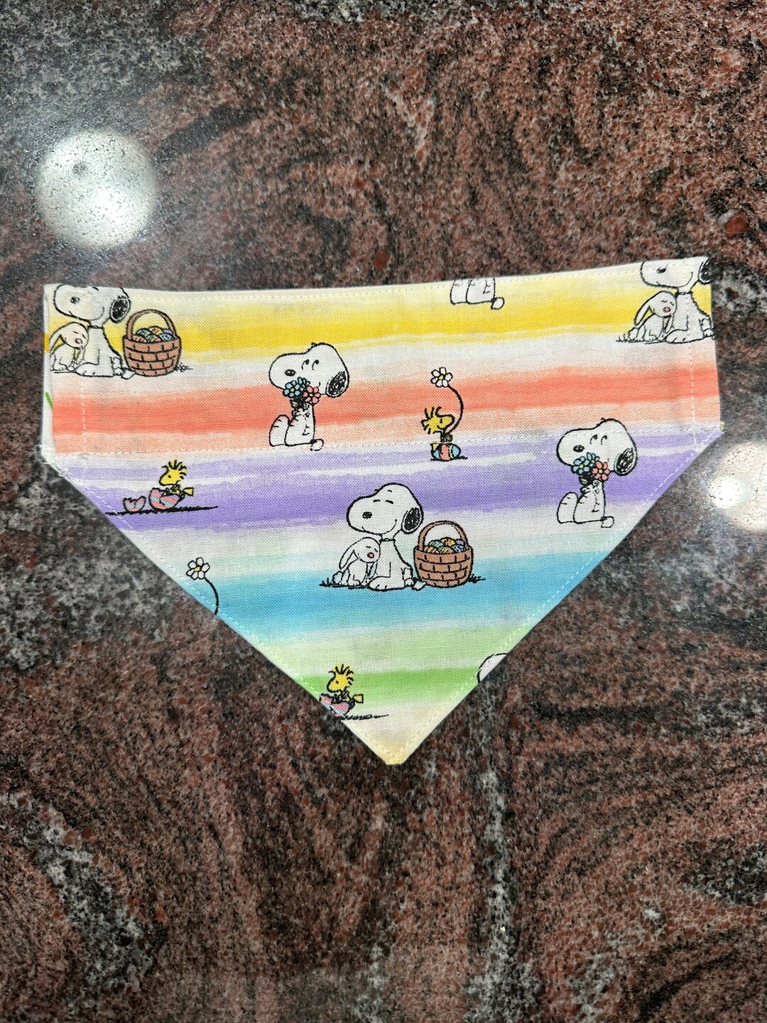 Reversible Pet Bandana Made With Snoopy Easter Design Slides Over the ...