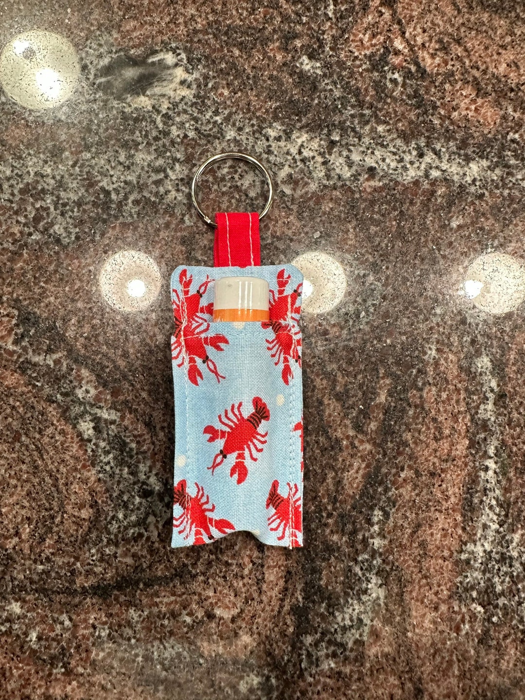 Lip Balm Holder Keychain | Lobster Print | Handmade | Made to Order - Etsy