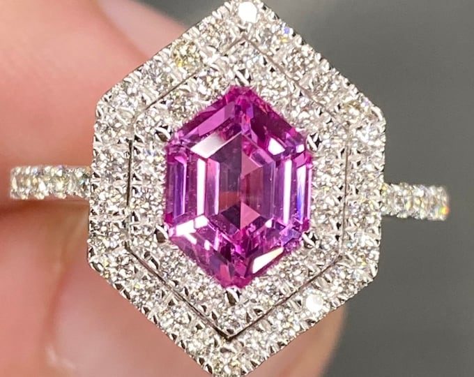 Incredible 2.7 Ctw Hot Pink Sapphire & Diamond Ring 14K White Gold - Etsy