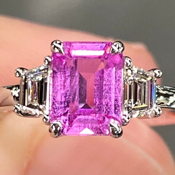 Pink Emerald Ring - Etsy