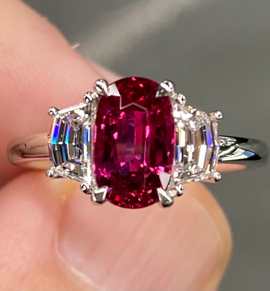 Exceptional GRS 3 Ctw Blood Red Ruby & D VVS Diamond Platinum Ring - Etsy