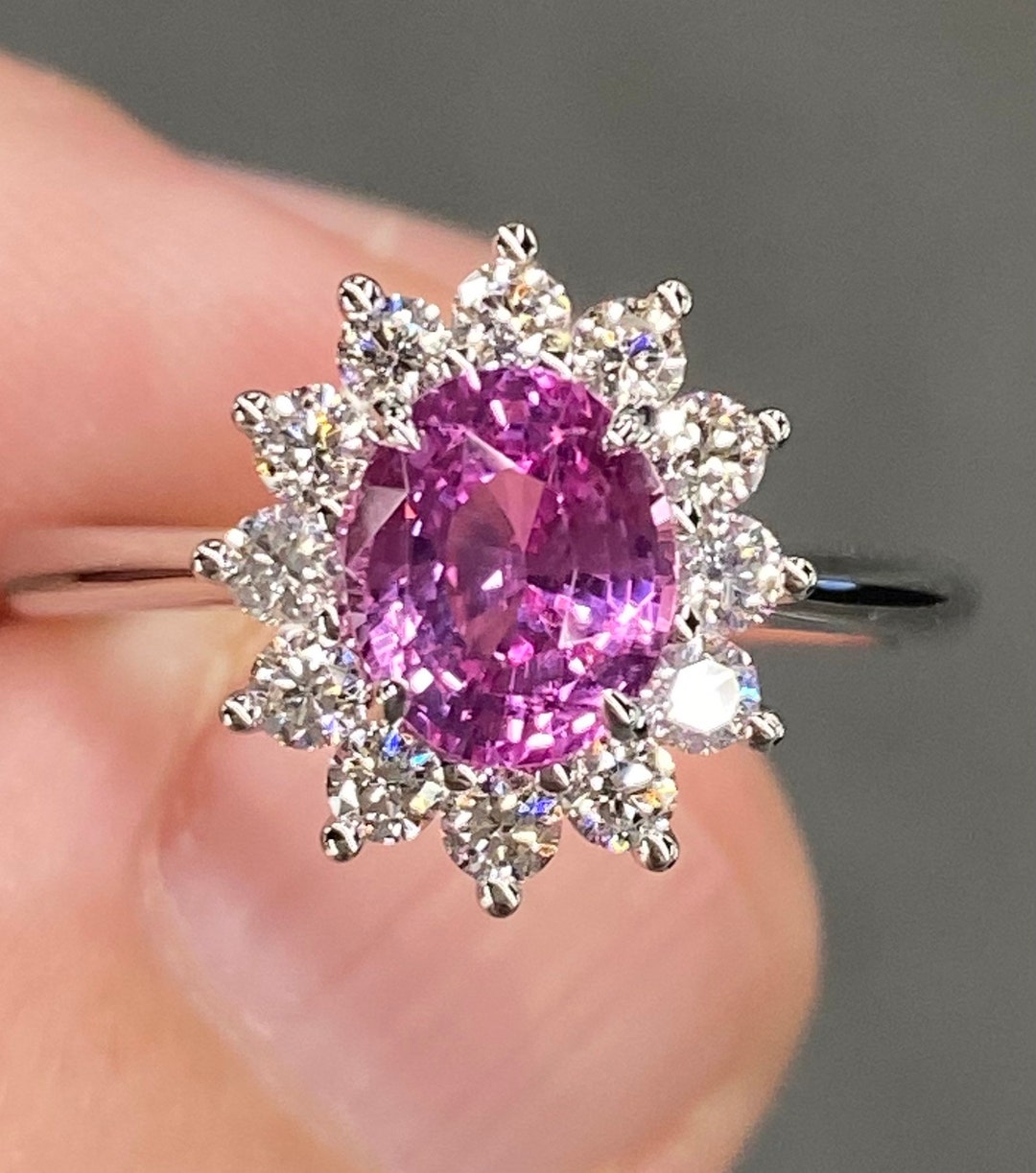 Exceptional 2.3 Ctw Unheated Pink Sapphire & VVS Diamond Ring Platinum ...