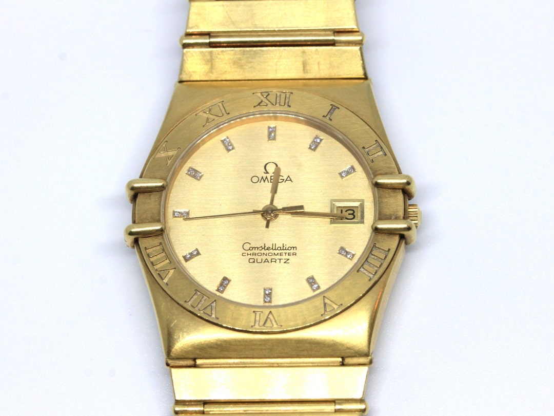 18kt Gold Omega Constellation Diamond Dial Quartz Movt Watch - Etsy