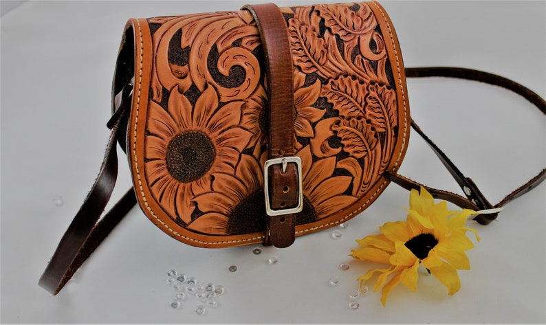Available for Custom Order. All Leather Sunflower Purse With Outside ...