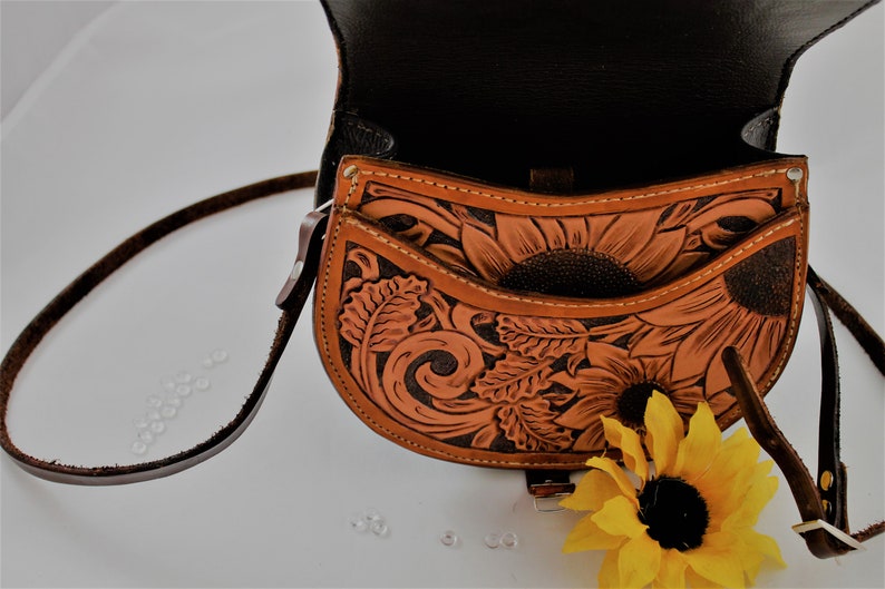 Available for Custom Order. All Leather Sunflower Purse With Outside ...