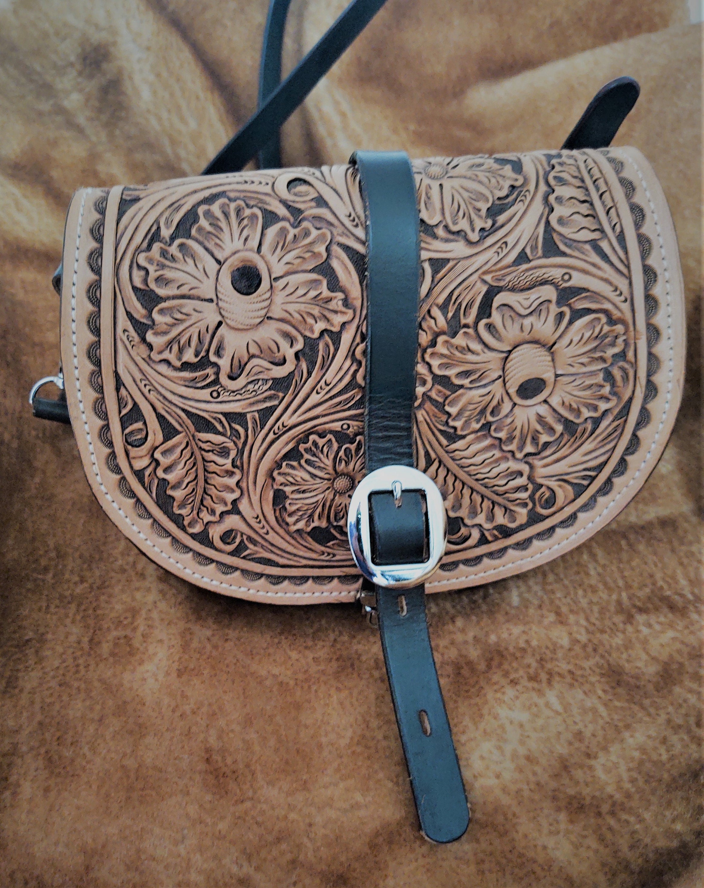 Hand Tooled All Leather Shoulder Bag Prize Winner. - Etsy