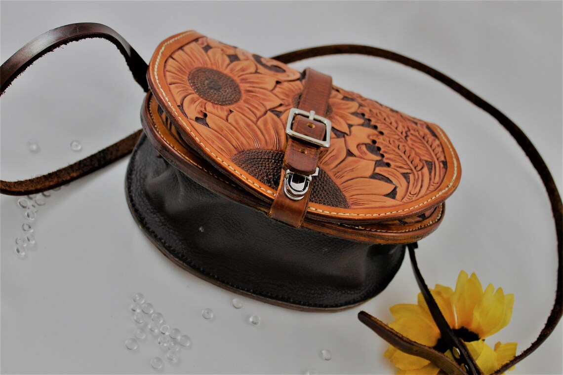 Available for Custom Order. All Leather Sunflower Purse With - Etsy
