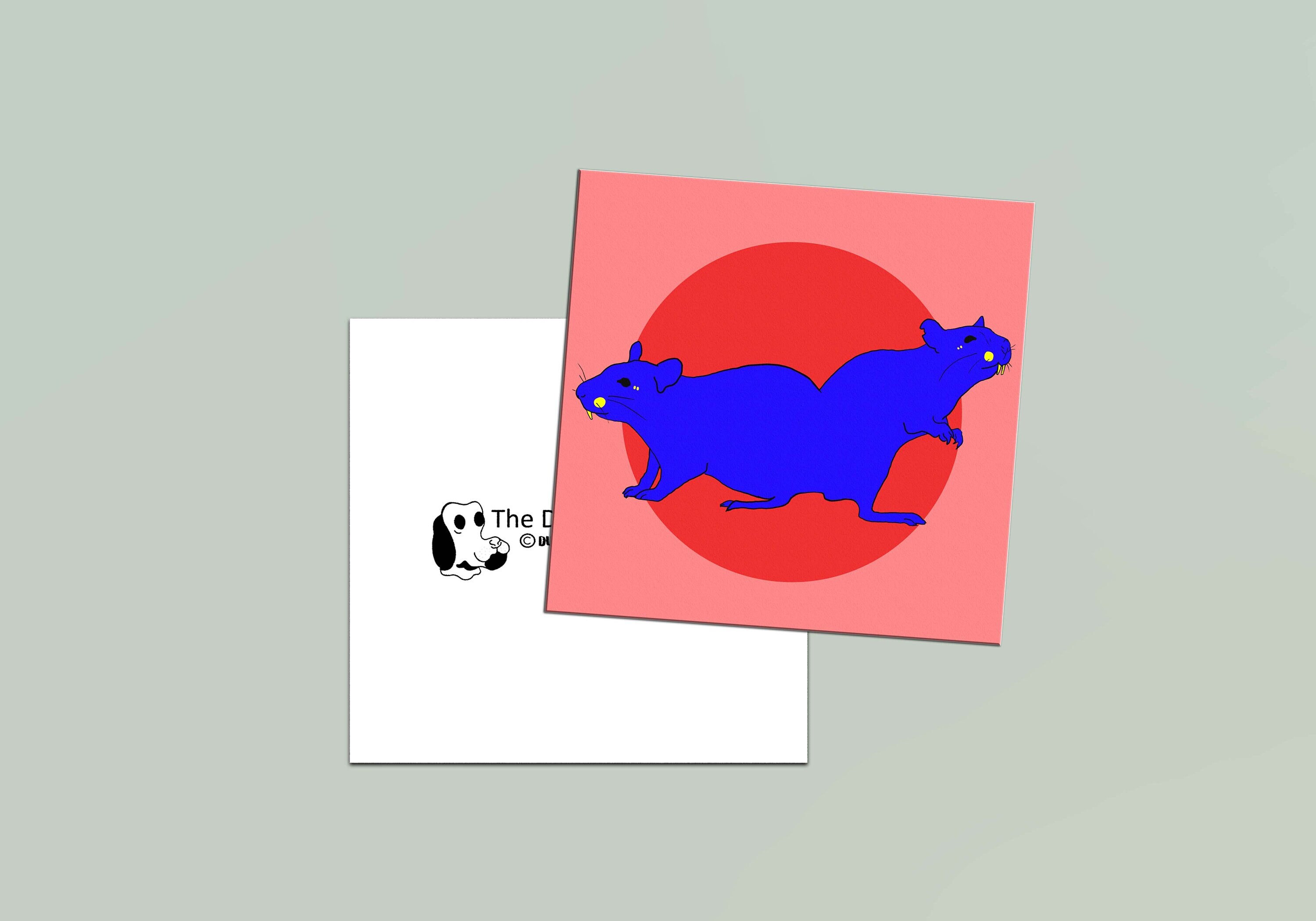 Conjoined Rats Print Square Art Print Rat Illustration - Etsy