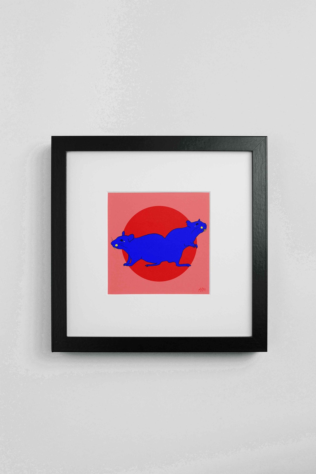 Conjoined Rats Print Square Art Print Rat Illustration - Etsy