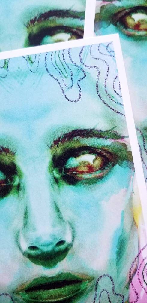 Pastel Sci-fi Alien Portrait Art Print Dark Fantasy, Body Horror, Pop ...