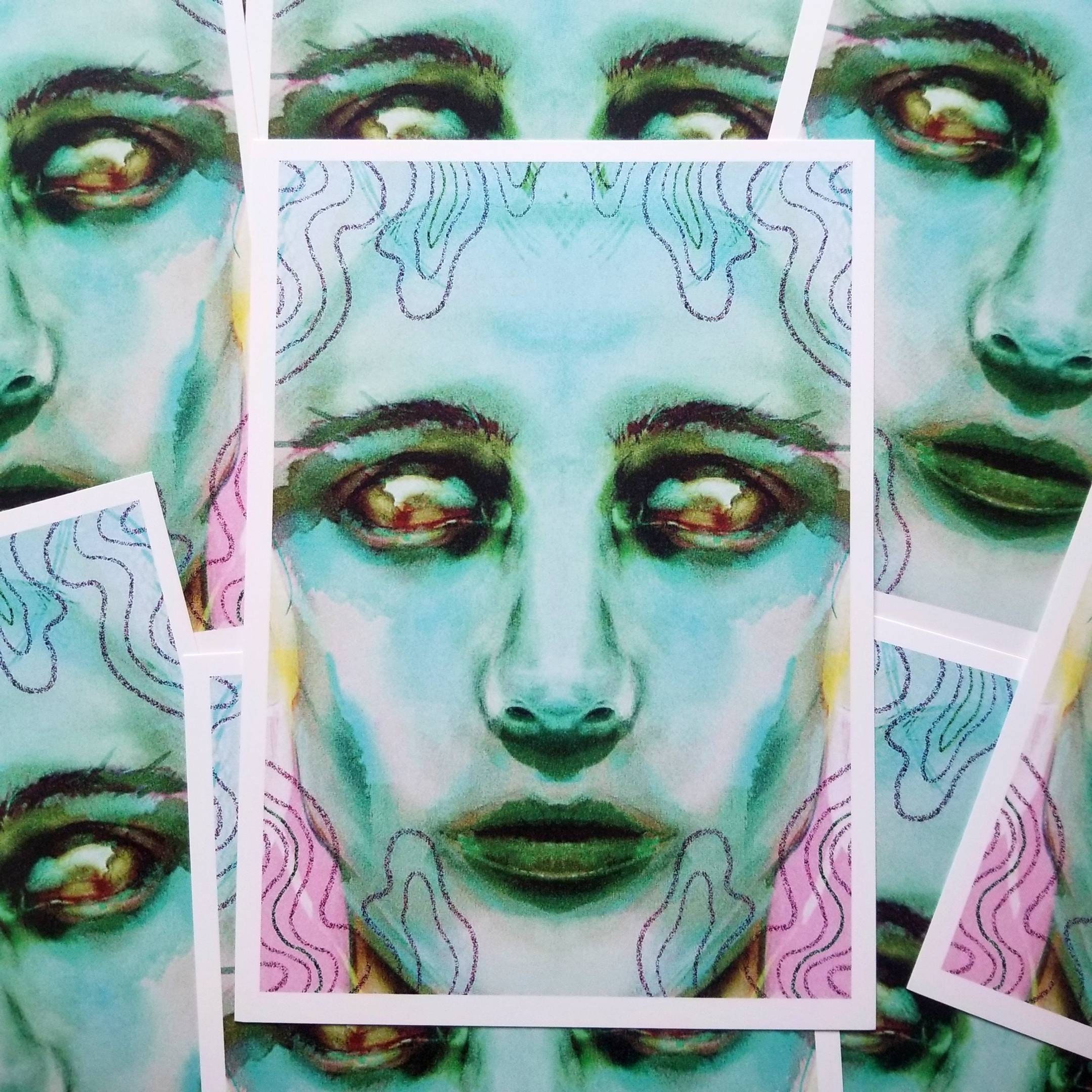 Pastel Sci-fi Alien Portrait Art Print Dark Fantasy, Body Horror, Pop ...