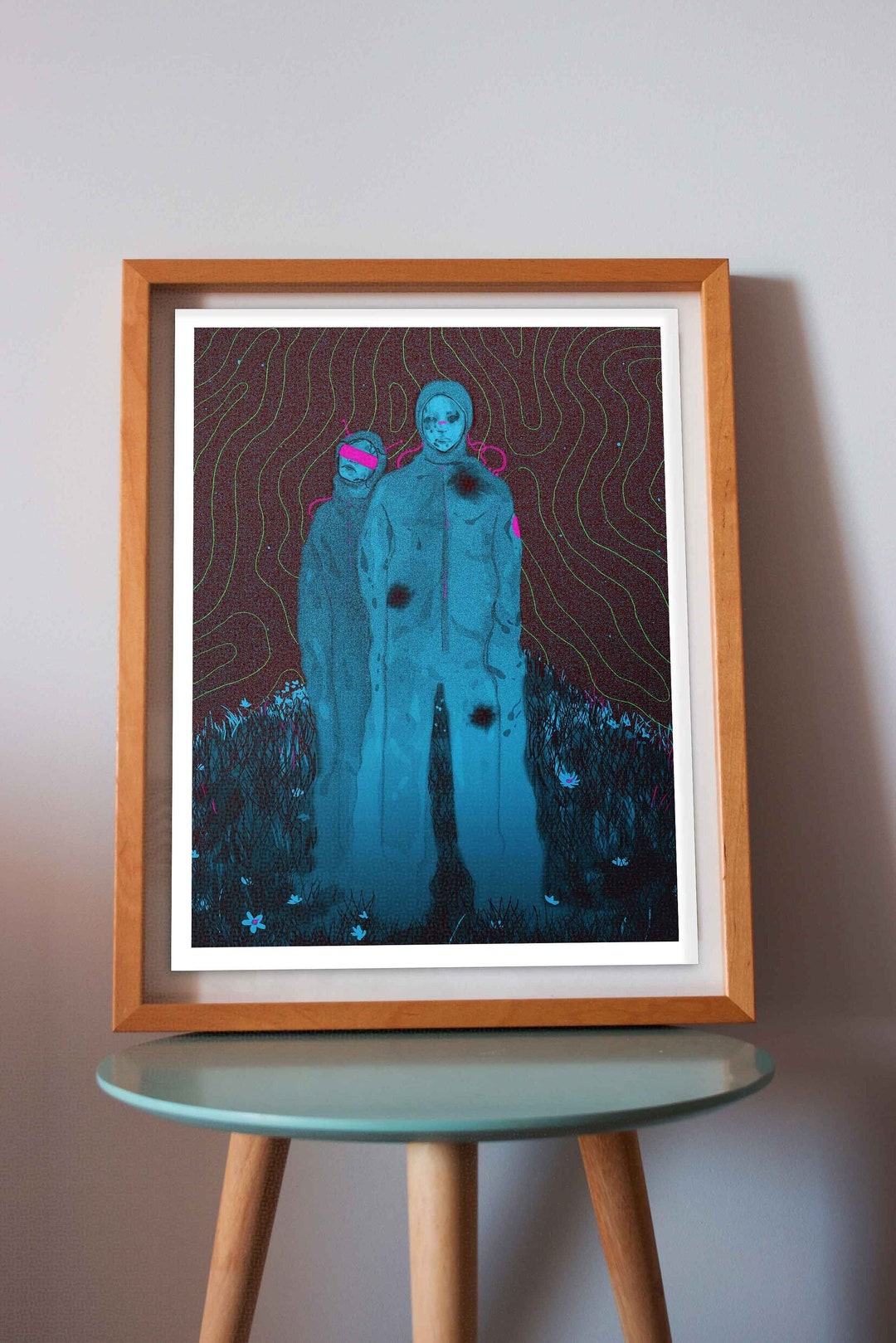 Sci-fi Astronauts in Space Alien Print | Blue Planet, Dark Fantasy ...