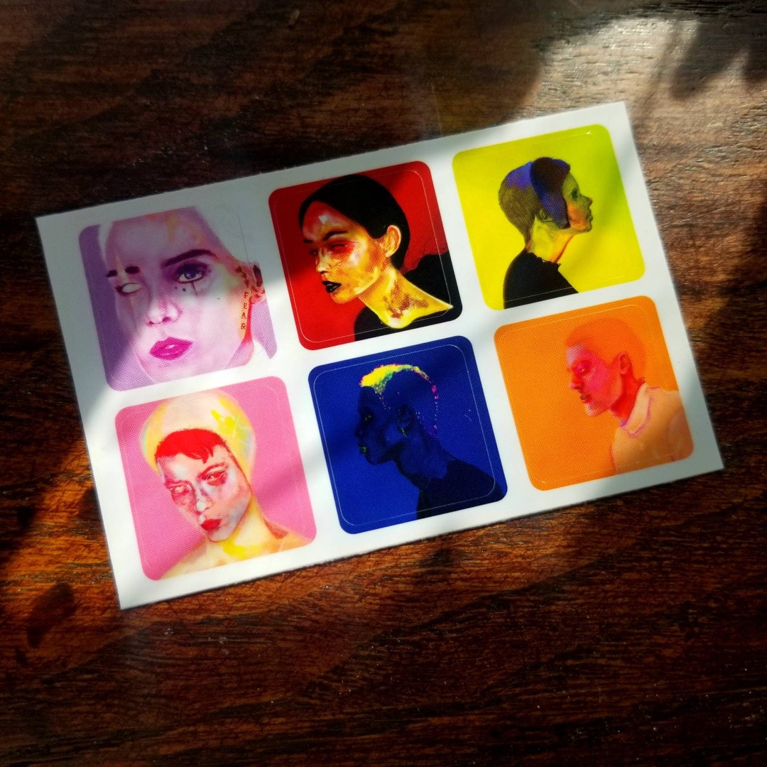 Portrait Mini Stickers | Glossy Sticker Sheet, Decal Set, Moody, Gothic ...