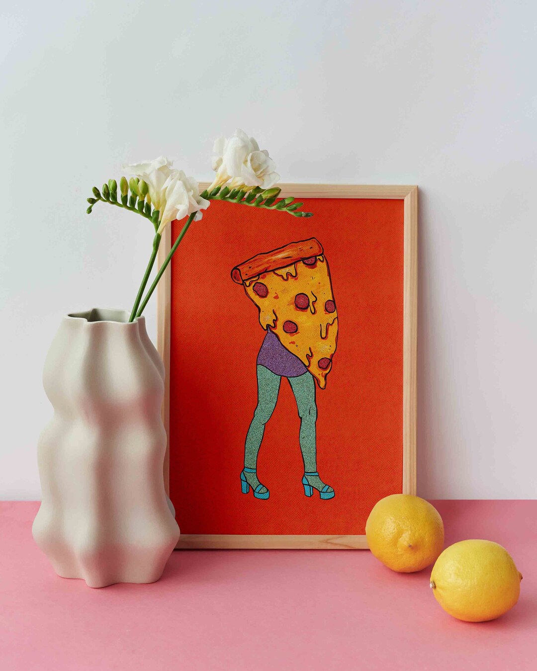 Pizza Slice Art Print | Pizza Lover Gift, Pizza Wall Art, Pizza Pie Art ...