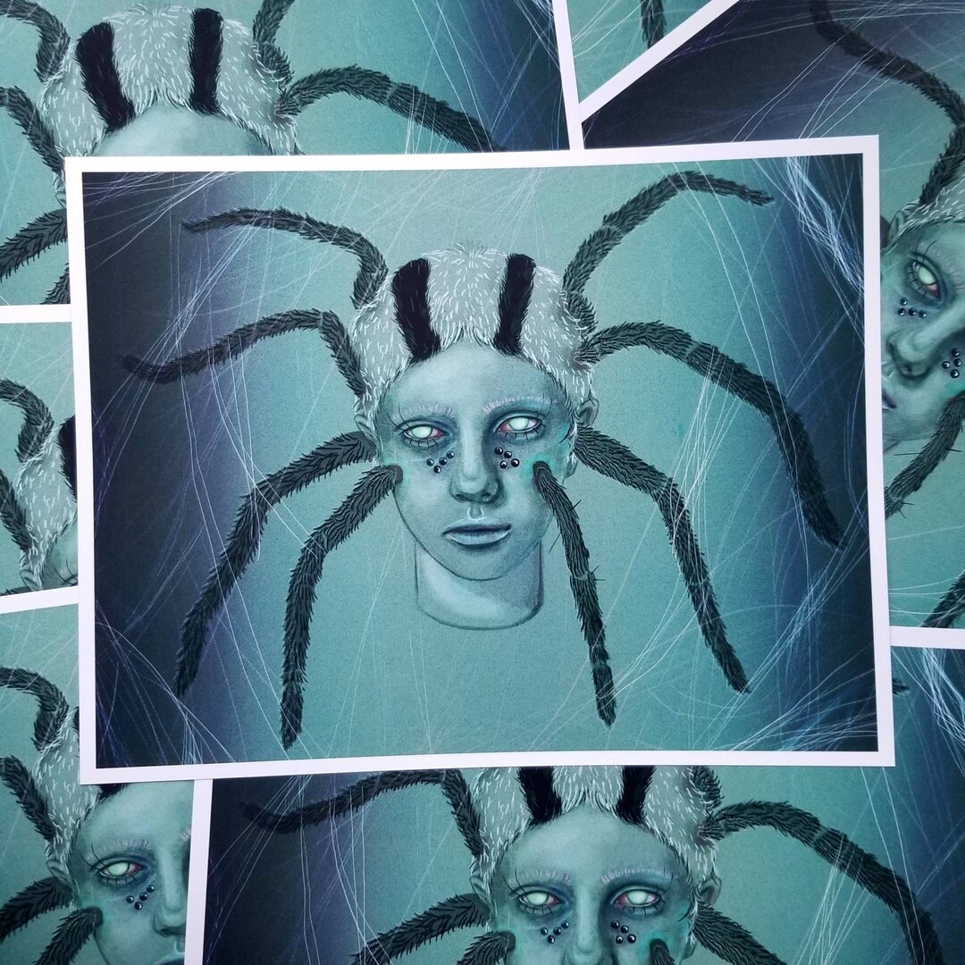 Punk Woman and Spider Art Print | Edgy Arachnid Wall Decor, Unique ...
