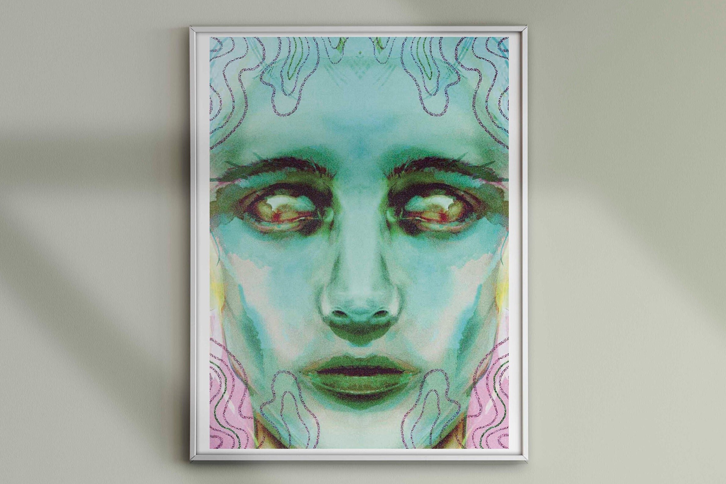 Pastel Sci-fi Alien Portrait Art Print Dark Fantasy, Body Horror, Pop ...