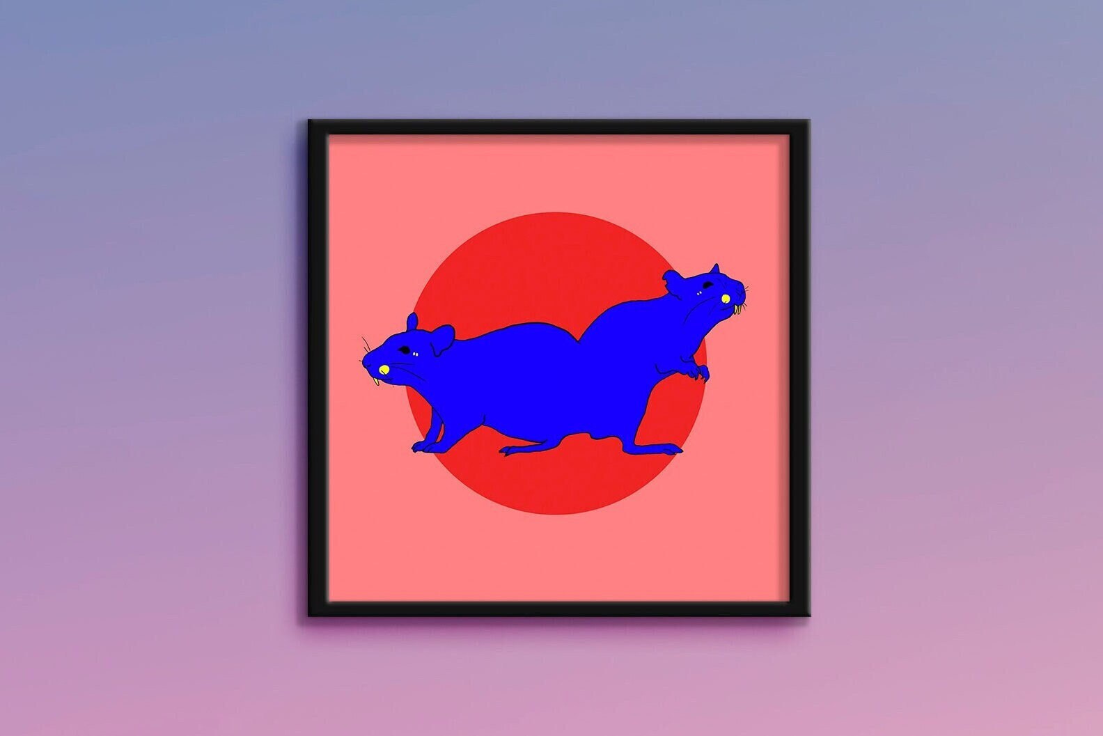 Conjoined Rats Print Square Art Print Rat Illustration - Etsy